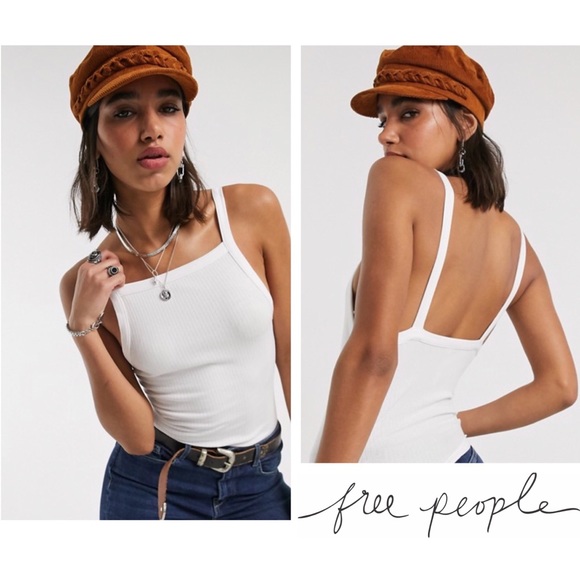 Free People | Tops | Free People White Tank Low Back | Poshmark